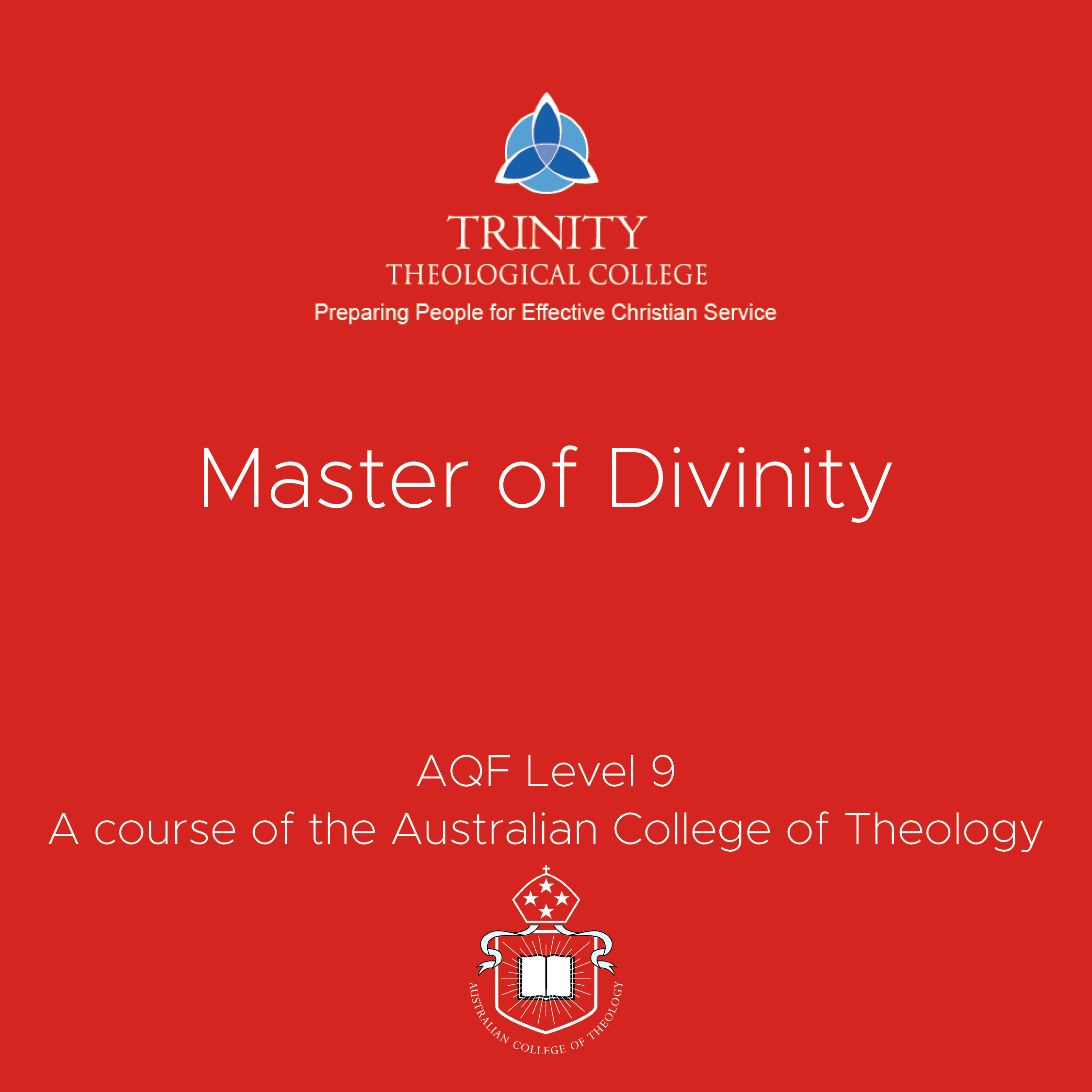 AQF Level 9 Master of Divinity - Trinity Theological College